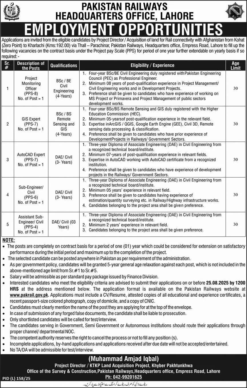 Pak Railway Jobs 2025 Download Application Form