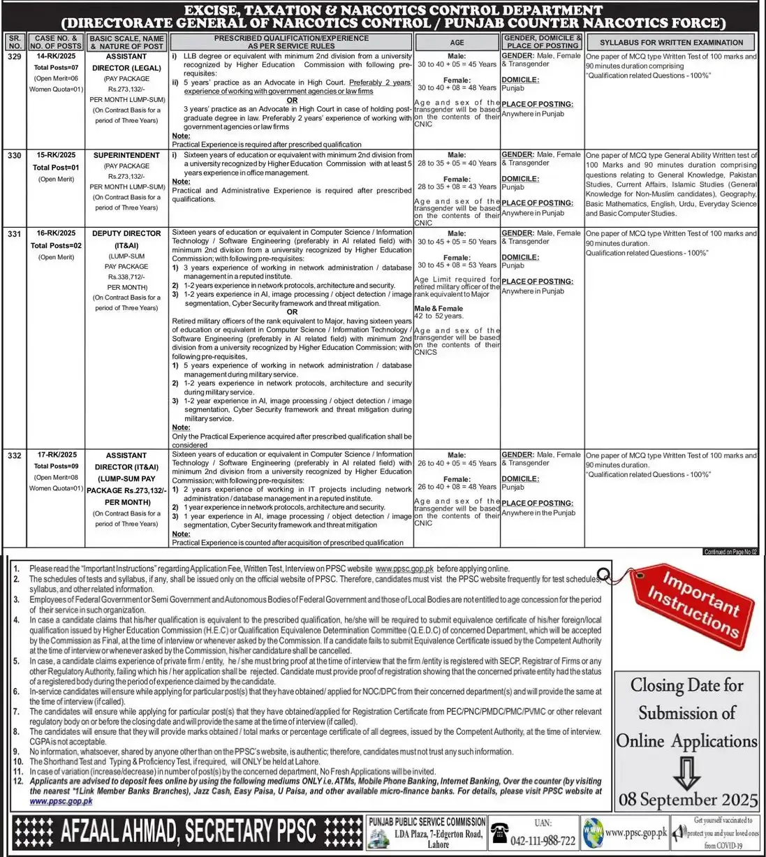 Punjab Excise and Taxation Jobs 2025 Online Apply