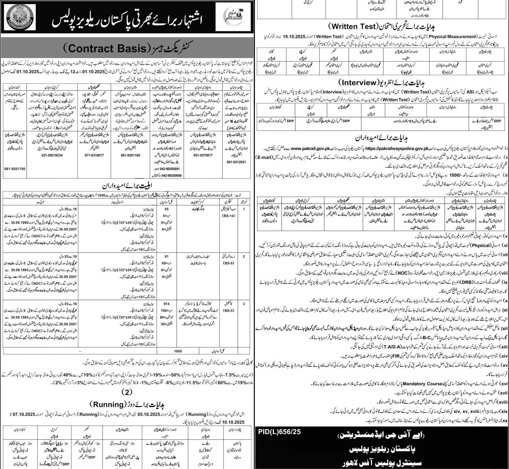 Pakistan Railways Police Jobs 2025 For Constable, ASI & Sub Inspector ...