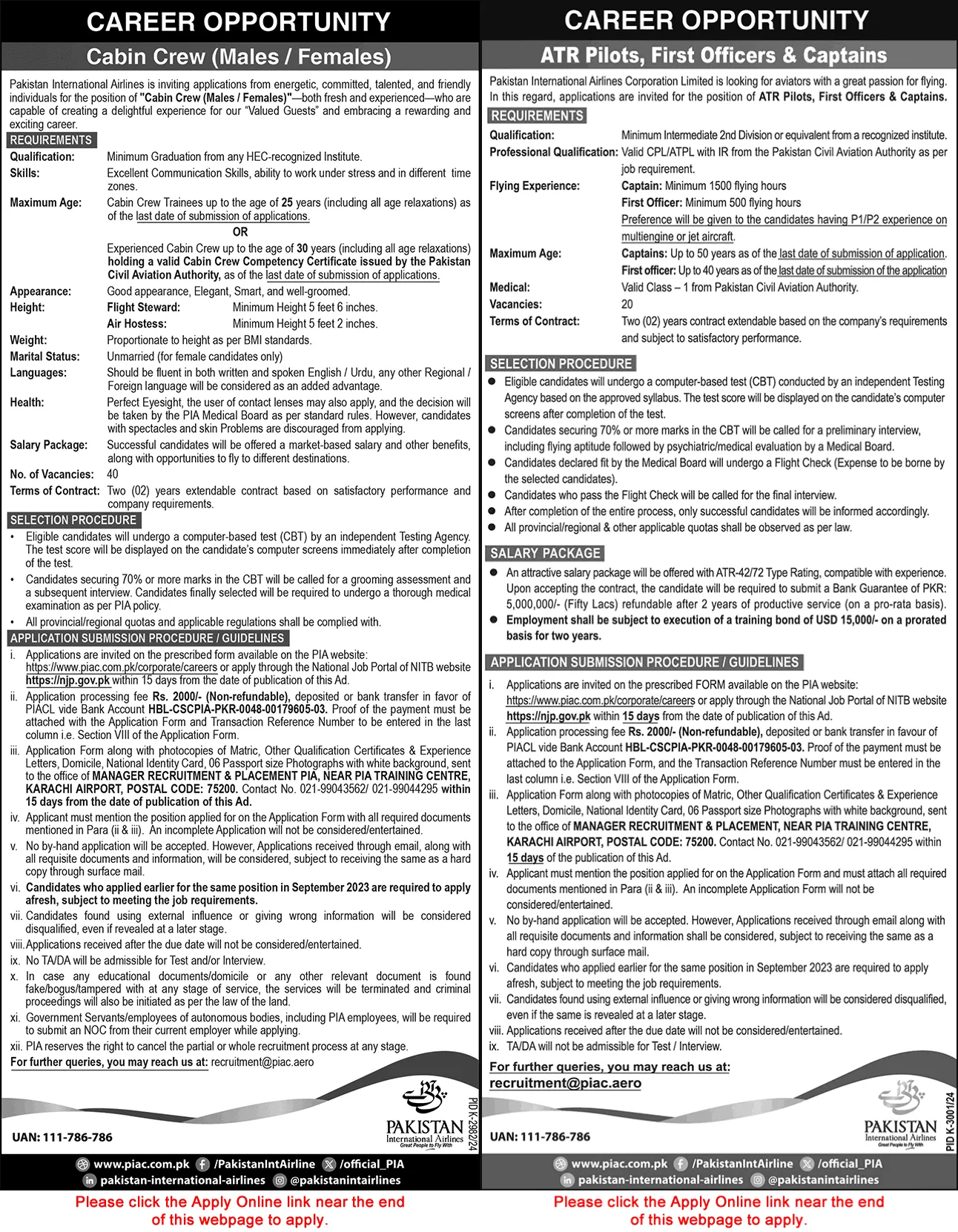 Pakistan International Airlines PIA Jobs 2025 Online Apply For Fresh ...