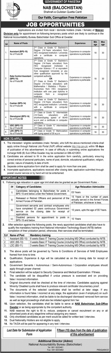 NAB Jobs 2024 - National Accountability Bureau Application Form ...