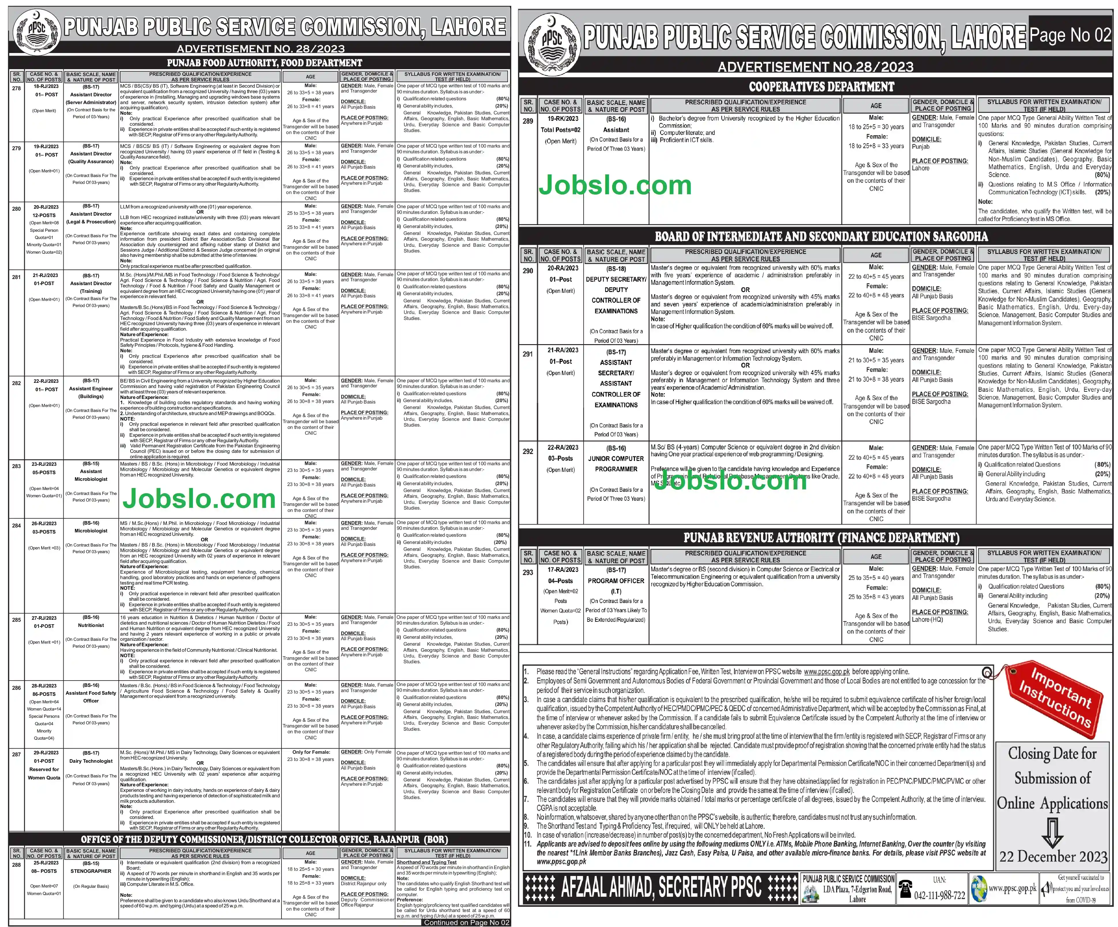 PPSC Advertisement No 28 - Exciting Career Opportunities at PPSC in 2023